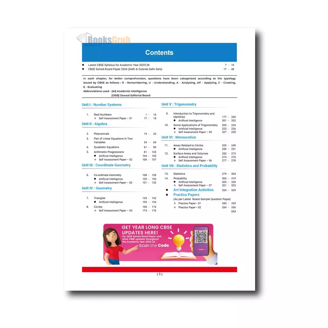 Oswaal Question bank CBSE Class 10 Maths Standard (2025-26) Book at ...